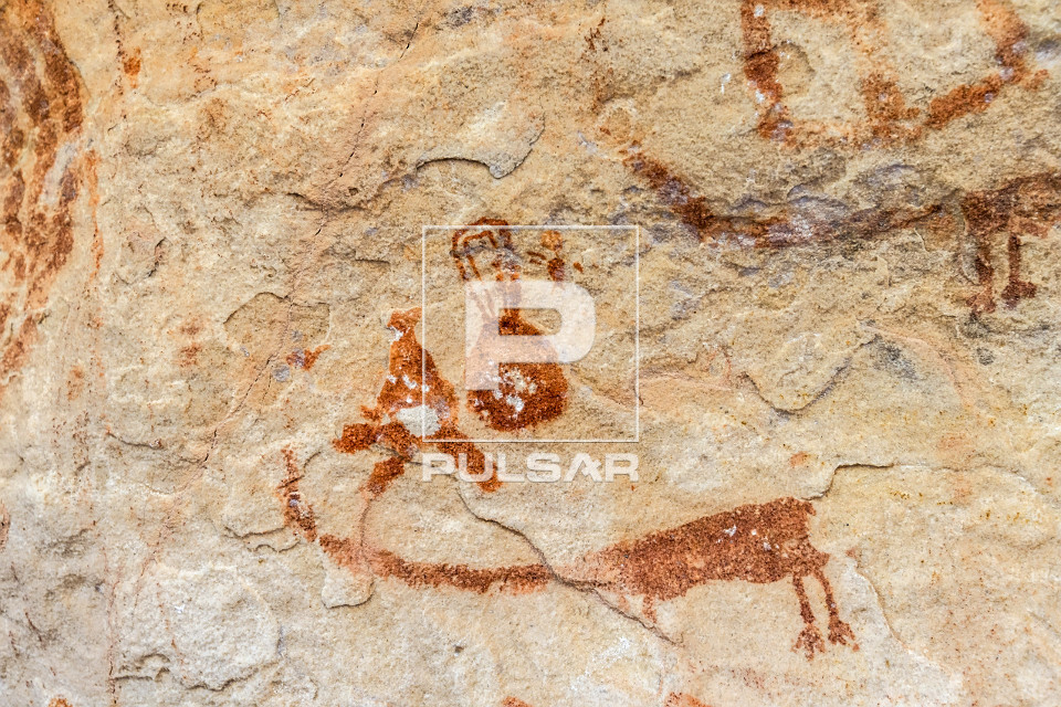 Pintura rupestre de tradição nordeste na Trilha Local das Cinzas ...