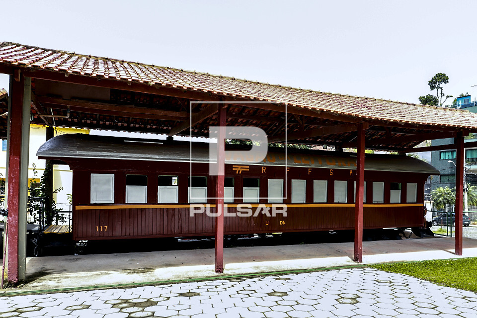 Antigo Vagao De Passageiros Vagão De Trem De Passageiros Azul Nos