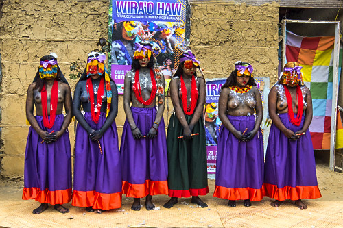 Indígenas Guajajara na Aldeia Maracanã ou Marakana preparadas para rito ...